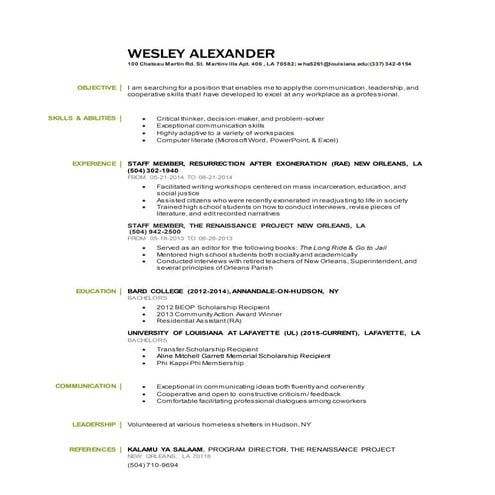 Wesley anderson resume word file | DOCX