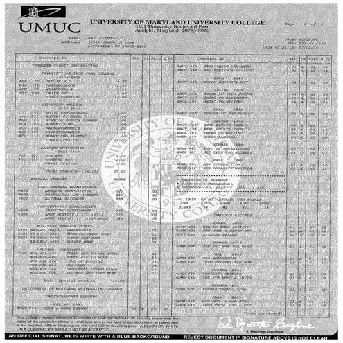 UMUC TRANSCRIPT | PDF