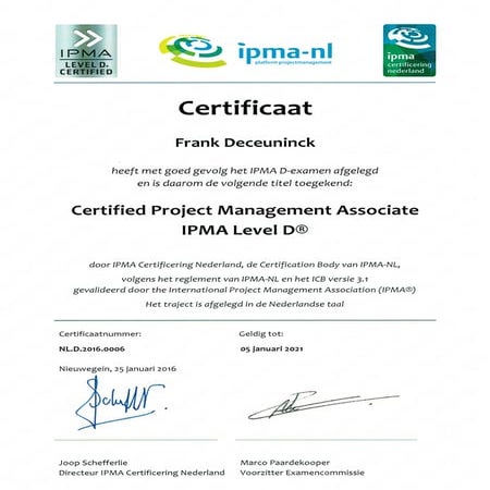 CERTIFICAAT IPMA D01022016 | PDF