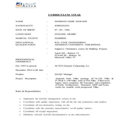 CV-MAMOON template Jan 2016 & Roles final | DOCX