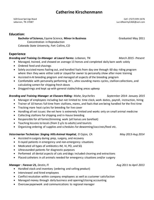 Resume (Equine) | PDF