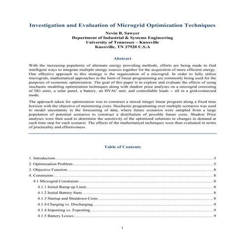 Investigation and Evaluation of Microgrid Optimization Techniques | PDF ...