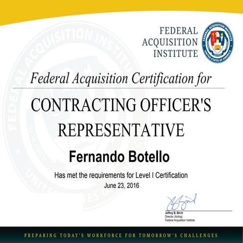 FAC-COR Certification | PDF | Political Issues & policy | Politics