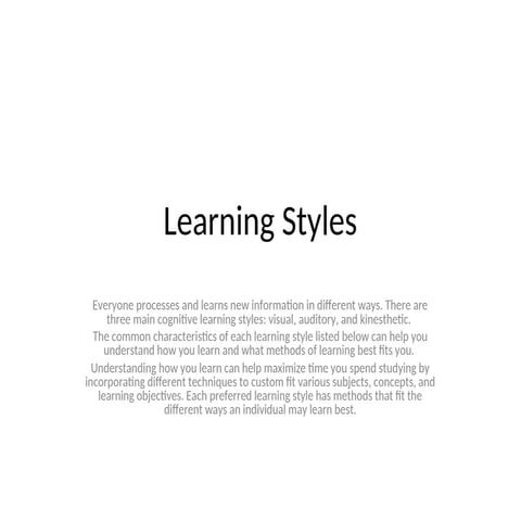 Learning Styles_ How to know your students Learning Style | PPT