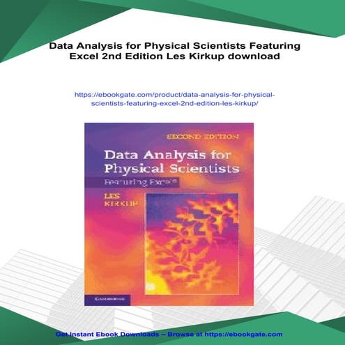 Data Analysis for Physical Scientists Featuring Excel 2nd Edition Les Kirkup | PDF