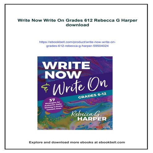 Write Now Write On Grades 612 Rebecca G Harper | PDF