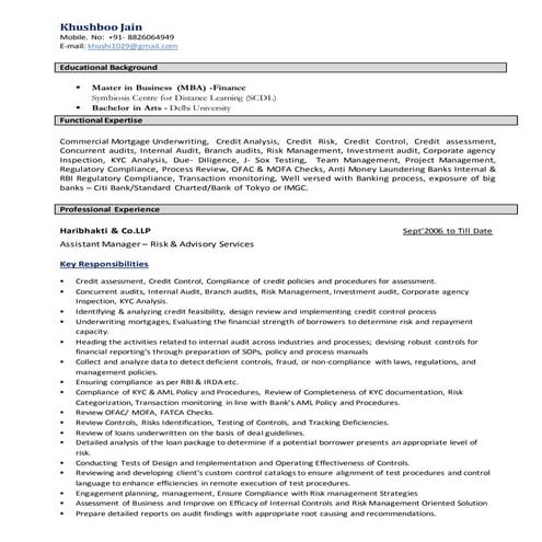 Internal Auditor - Profile | DOCX