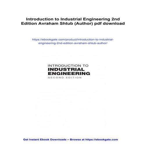 Introduction to Industrial Engineering 2nd Edition Avraham Shtub ...