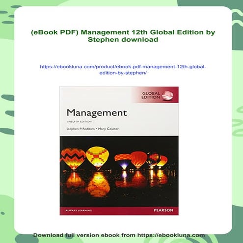 (eBook PDF) Management 12th Global Edition by Stephen | PDF