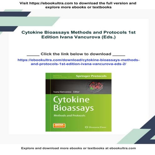 Cytokine Bioassays Methods and Protocols 1st Edition Ivana Vancurova (Eds.) | PDF