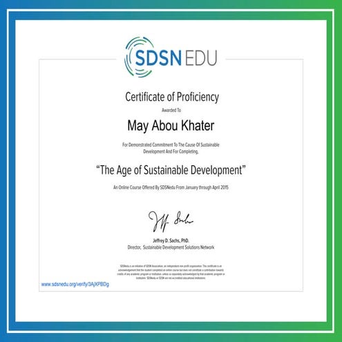 certificate sustainable development | PDF