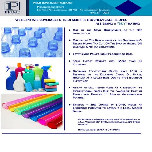 Sidi Kerir Petrochemicals - SIDPEC - Re-initiation of Coverage - 6 ...