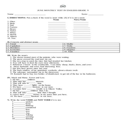 Grade 9 english TEST | DOCX
