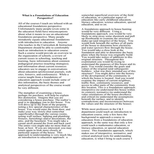 What is a Foundations of Education Perspective | DOC