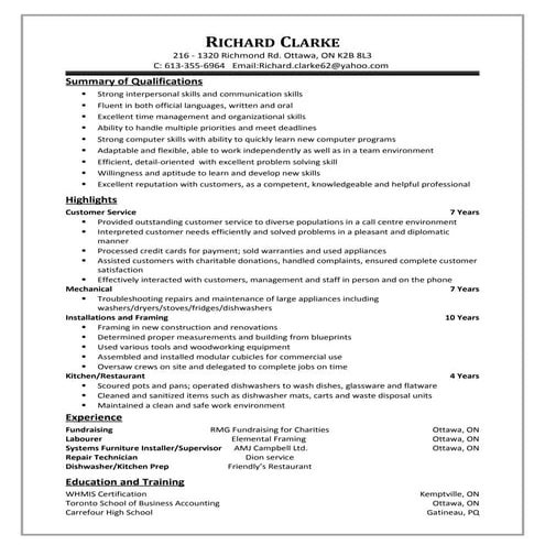Richard Clarke Resume | DOC