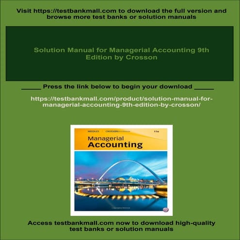 Solution Manual for Managerial Accounting 9th Edition by Crosson | PDF