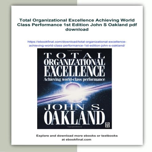 Total Organizational Excellence Achieving World Class Performance 1st ...