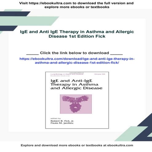IgE and Anti IgE Therapy in Asthma and Allergic Disease 1st Edition Fick | PDF