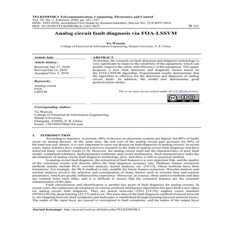 Analog circuit fault diagnosis via FOA-LSSVM | PDF | Technology Industry | Industries