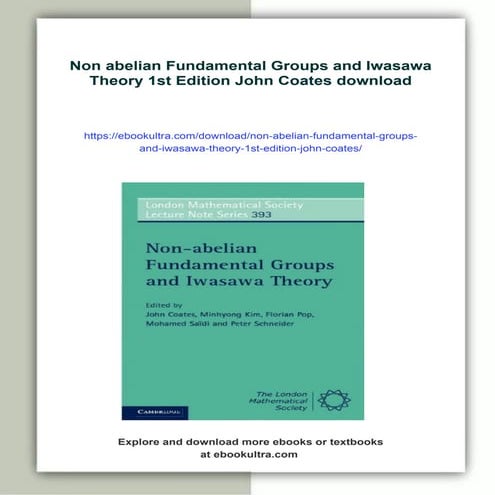 Non abelian Fundamental Groups and Iwasawa Theory 1st Edition John ...