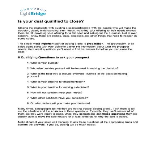 Closing the deal | DOCX