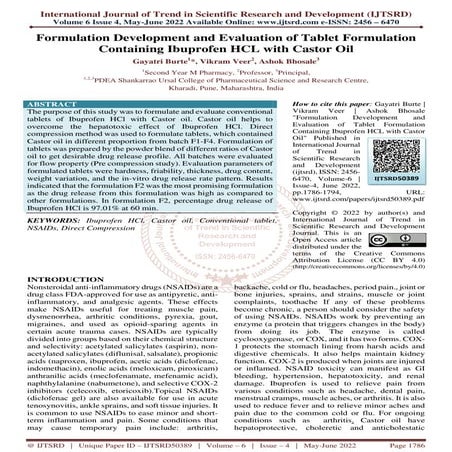 Formulation Development and Evaluation of Tablet Formulation Containing ...