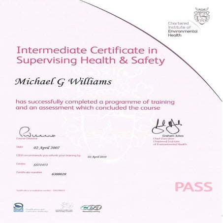 CIEH HSE Cert | PDF
