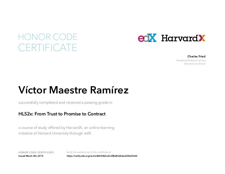 Contracts Harvard Certificate