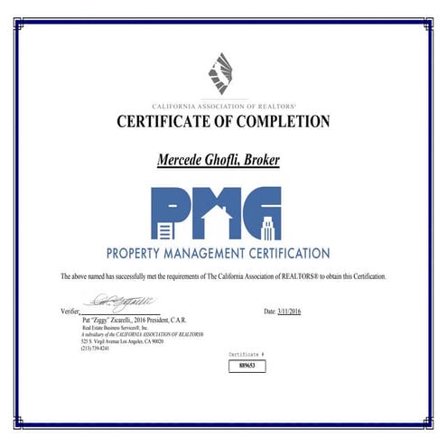 PMC Certification - Pat-Ziggy-Zicarelli 2016 President | PDF