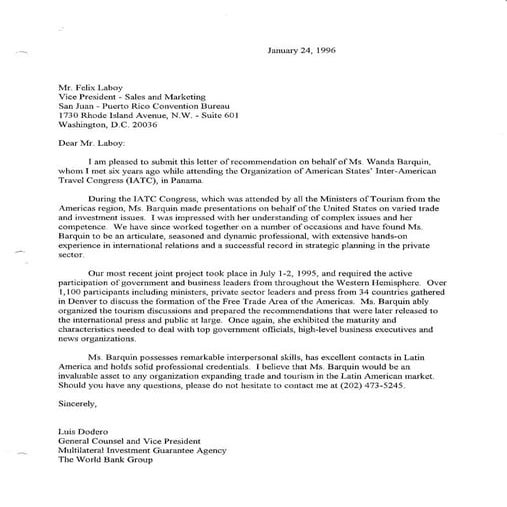 Letter of Recommendation The World Bank Group | PDF