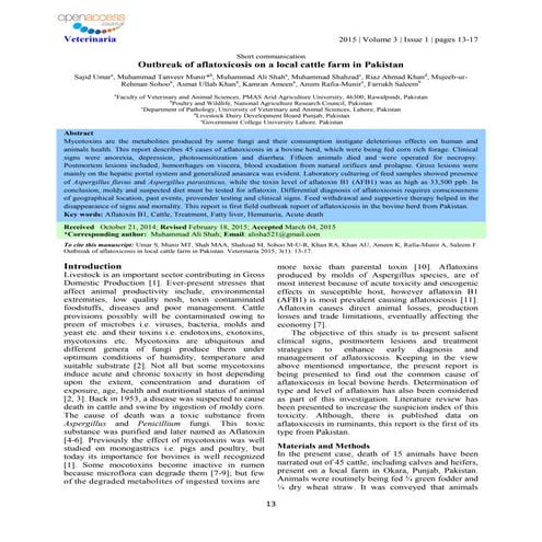 Aflatoxicosis in Poultry | PDF