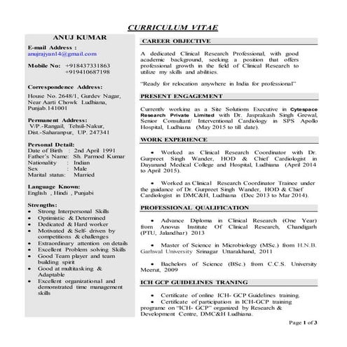 Anuj kumar CV | DOCX