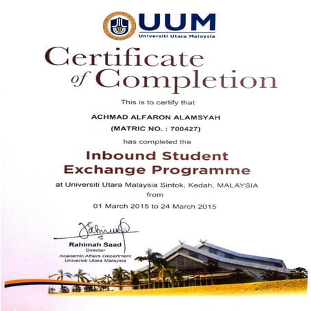 Inbound Student Exchange Certificate | PDF