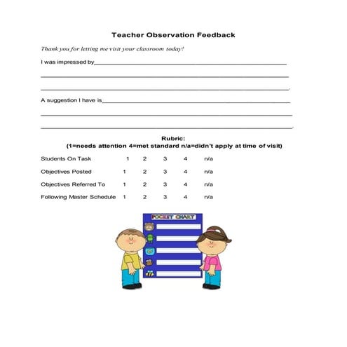 Teacher Observation Feedback Form | PDF