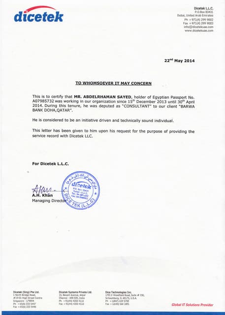 Experience Letter | PDF