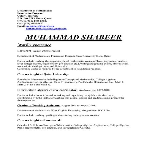 CV-Muhammad Shabeer | PDF