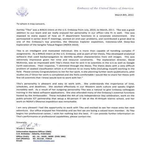 U.S. Embassy reference letter- Tika | PDF
