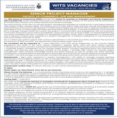 Snr Project Manager - Advert | PDF | Africa Travel | Travel Locations