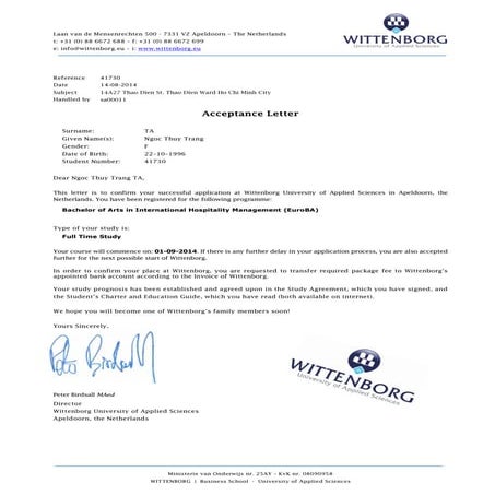 offer letter Wittenborg | PDF | Education