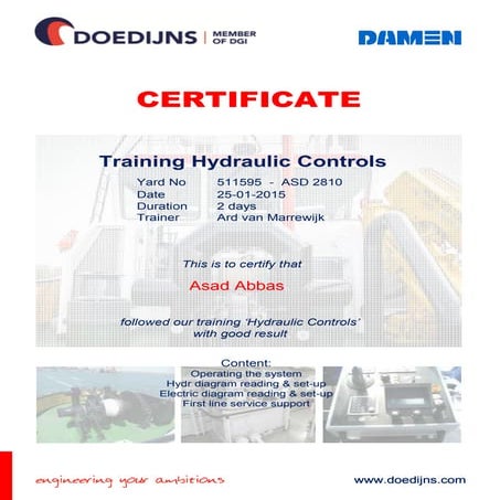 Certificate_Hydraulics_NDSQ 2015 Asad Abbas | PDF