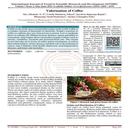 The Chemistry of Coffee , Chemistry behind the cup of a coffee | PPTX