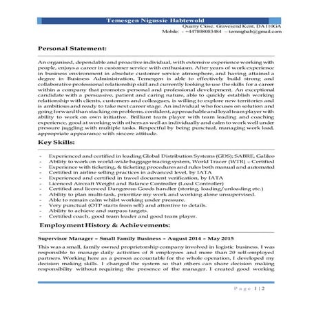 CV Temesgen Habtewold AO New2 | PDF