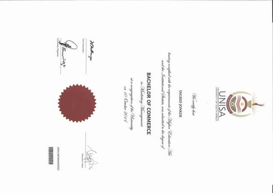 UNISA Certificate | PDF