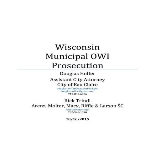 Municipal OWI Prosecution | PDF