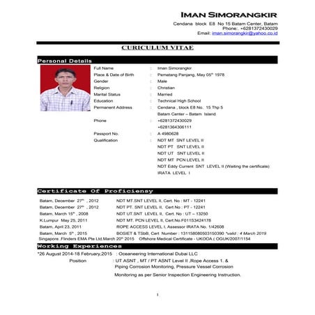 CV Iman Simorangkir | PDF