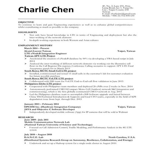 CharlieChen'sResume_20160103 | PDF