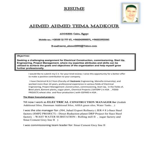 Eng.Ahmed Madkour CV | PDF