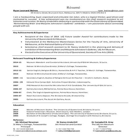 Vis Arts Resume | DOCX | Museums & Galleries | Attractions