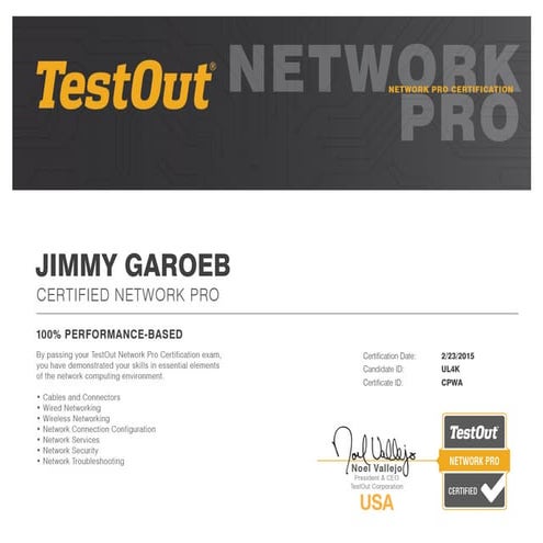 CompTIA Network+ ce Certificate | PDF