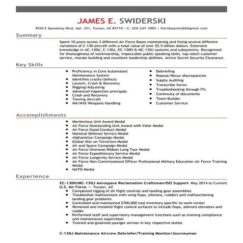 James Resume October 16 | PDF | Aviation Industry | Industries